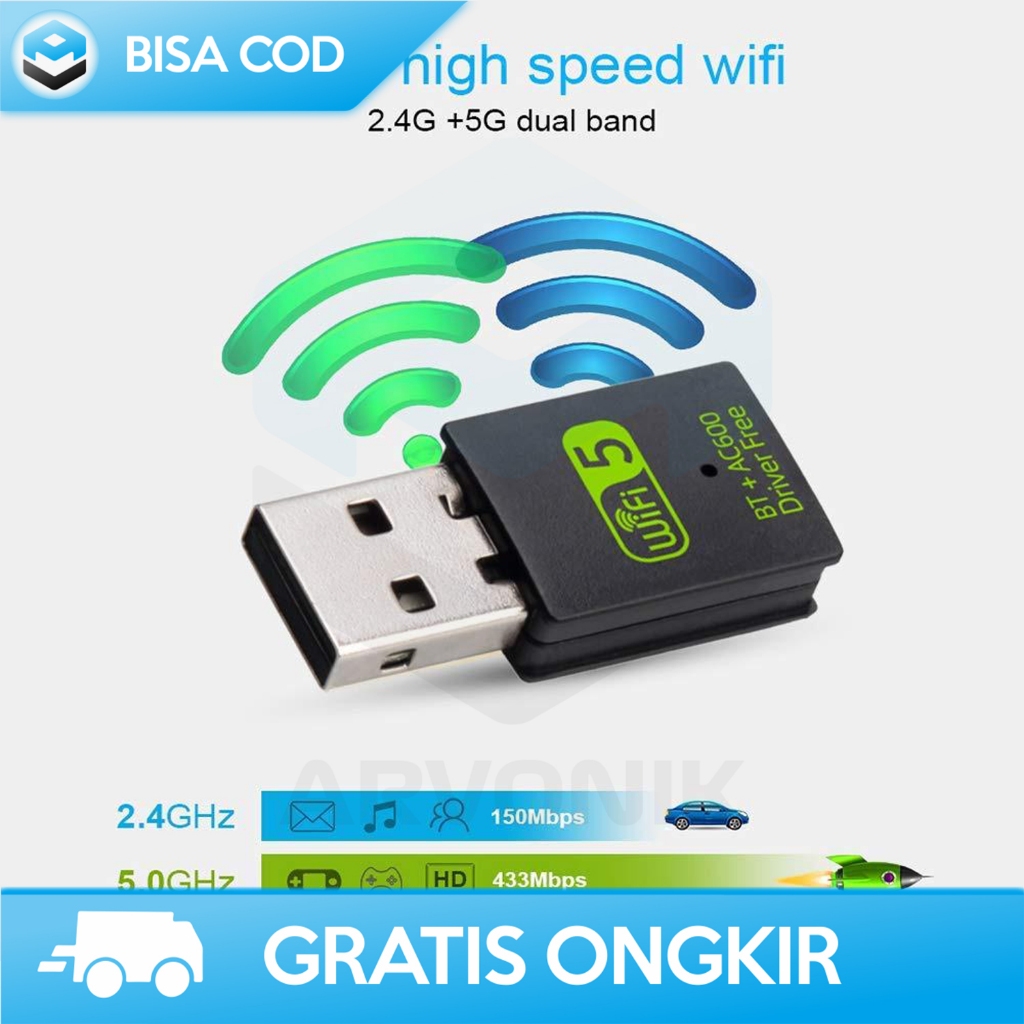 Jual WIFI MINI USB BLUETOOTH DONGLE 802.11AC 600 Mbps DUAL BAND 2IN1 ...