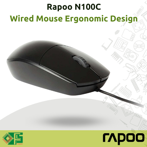 Jual Rapoo N100C Wired Optical Mouse Ergonomic Design | Shopee Indonesia