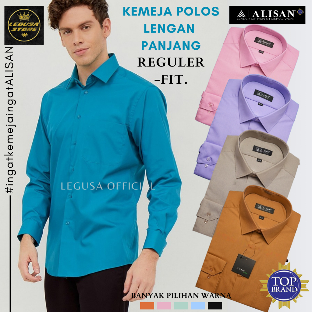 Jual Kemeja Alisan Lengan Panjang Polos Reguler Original | Shopee Indonesia