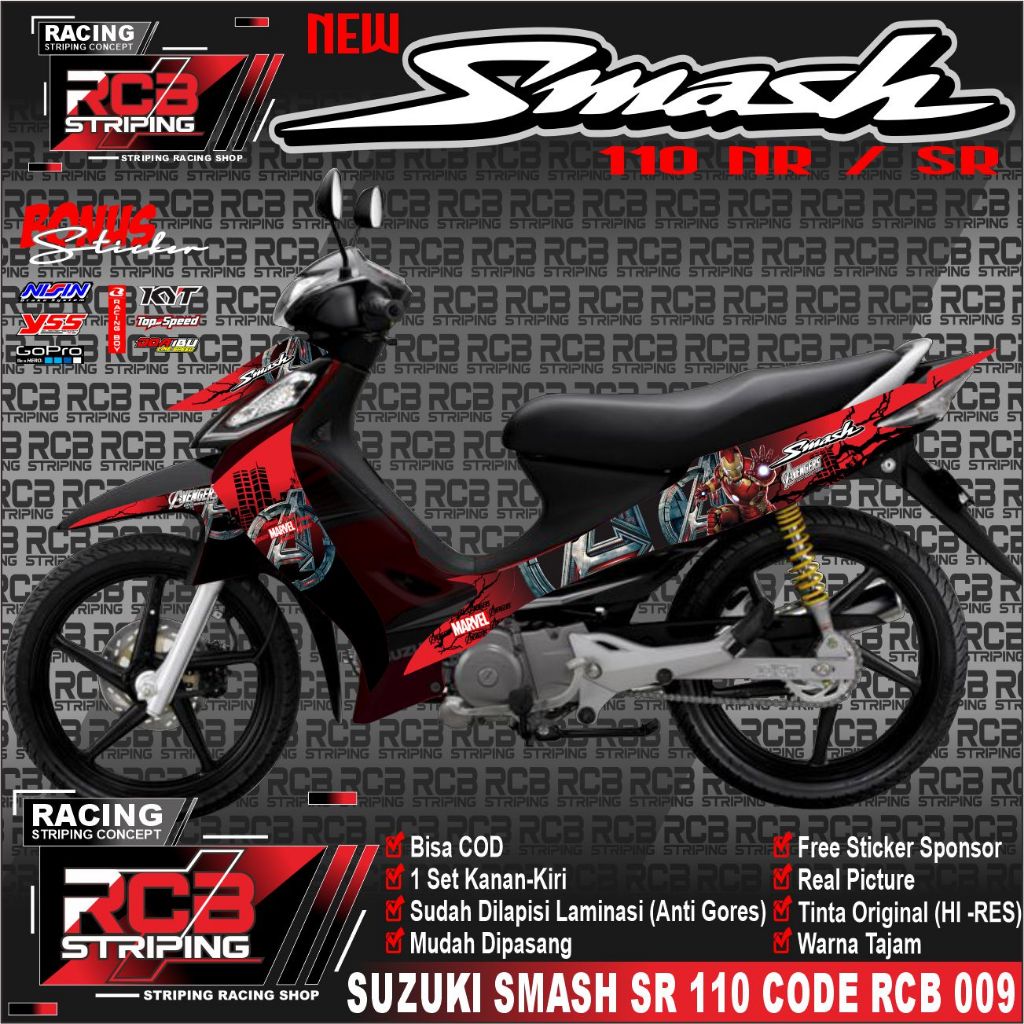 Jual Sticker Striping Suzuki Smash New SR Variasi LIST BODY STANDAR ...