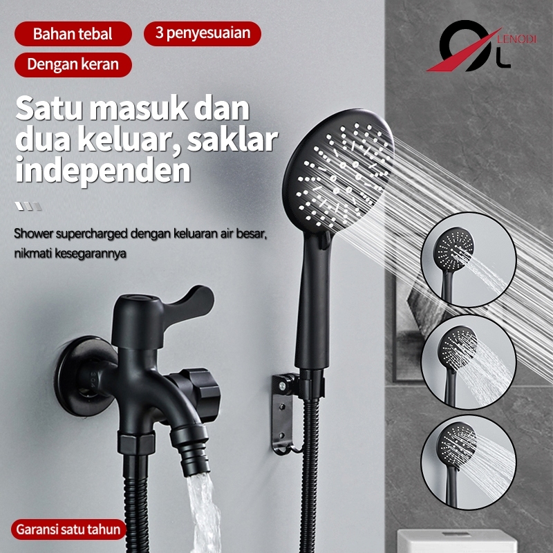 Jual Paket Shower genggam / Shower Mandi / Kran Cabang /shower hitam ...