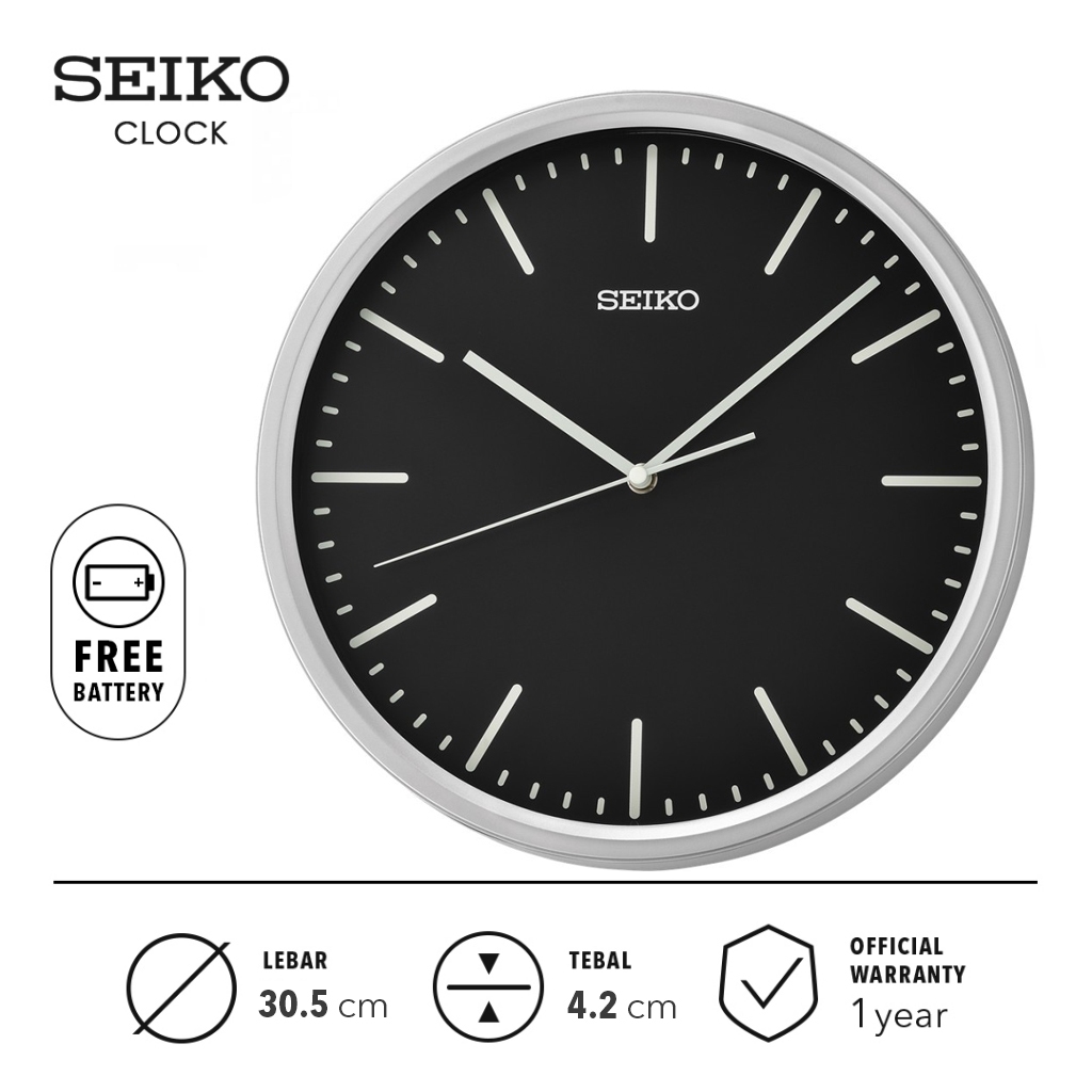 Jual Jam Dinding Seiko QHA009S 30.5cm Metallic Silver Original Free ...