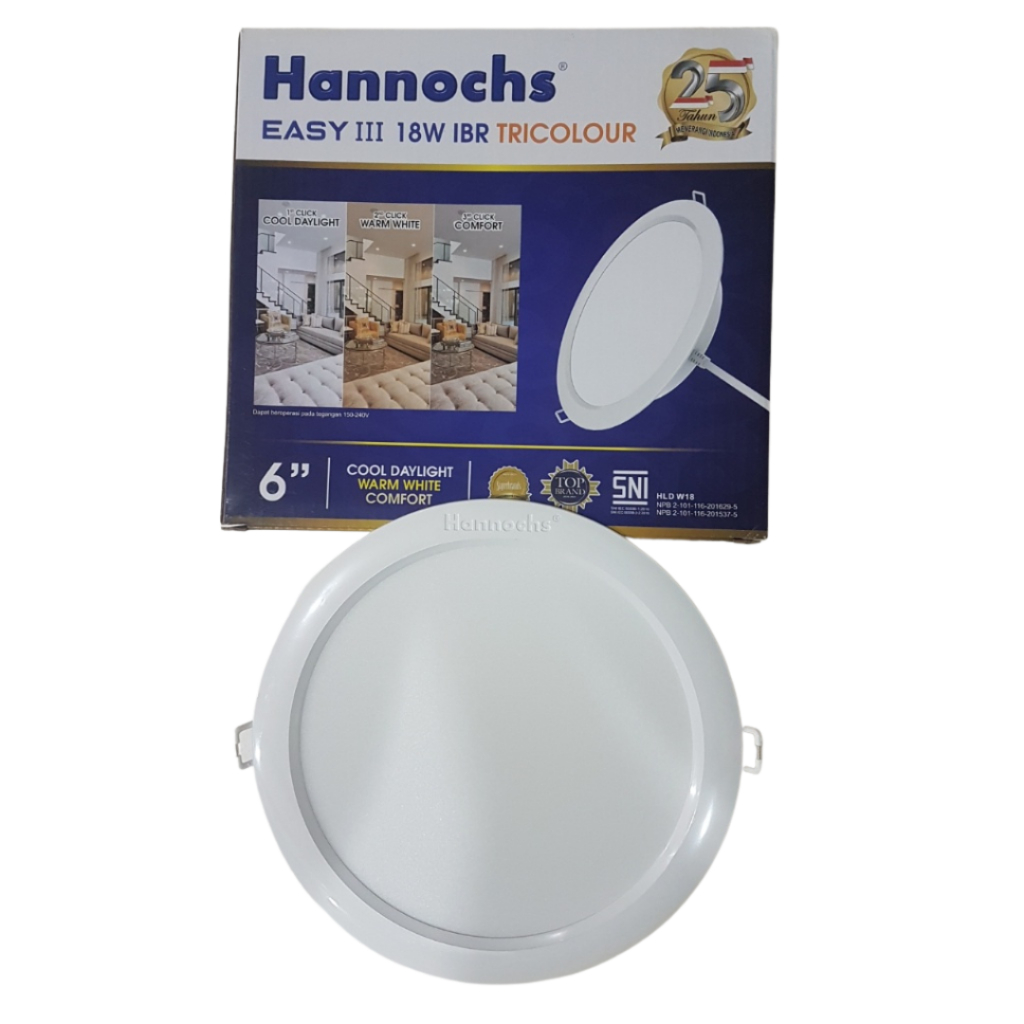 Jual Lampu Downlight Led Bulat Hannochs Easy 18 Watt Tricolour Ceiling ...