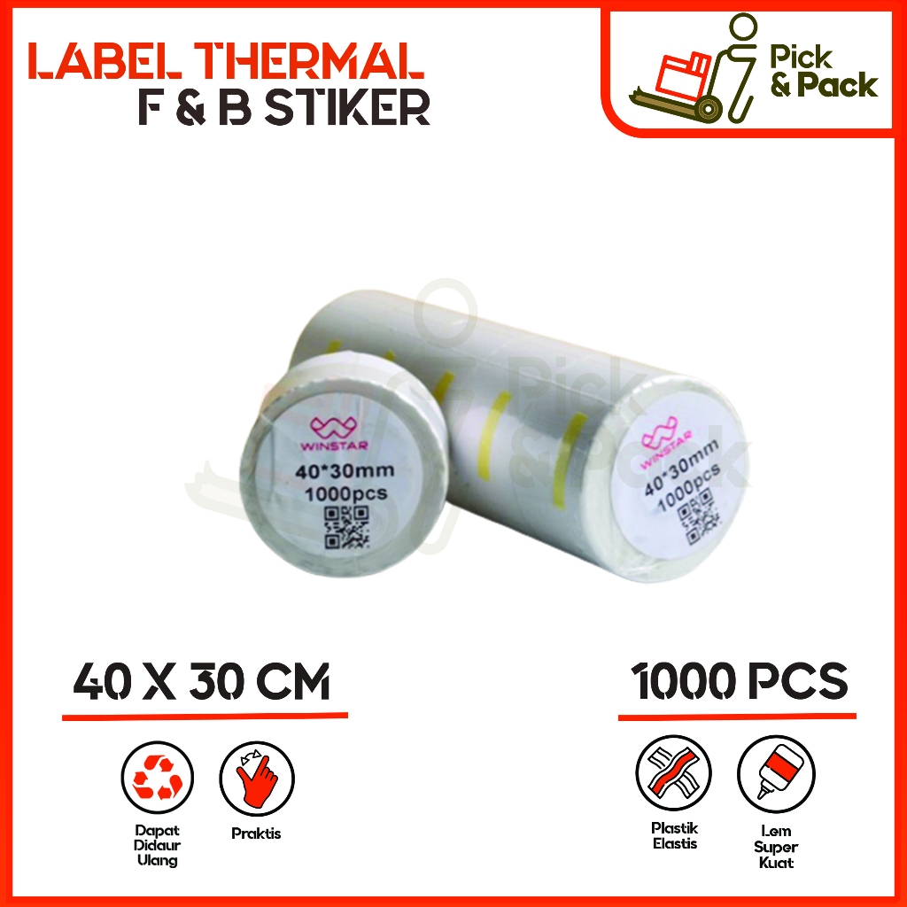 Jual label thermal 40x30 / Label Sticker Thermal 40x30 1 Line isi 1000 ...