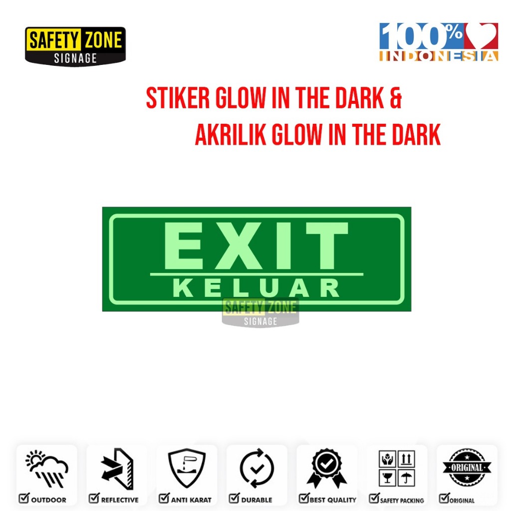 Jual Sign STICKER Glow in the dark EXIT (Tanda Keluar) | Shopee Indonesia