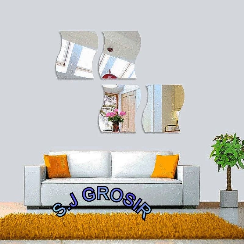 Jual Cermin Tempel Kaca Sticker Motif Ombak Mirror Acrylic Dekorasi ...