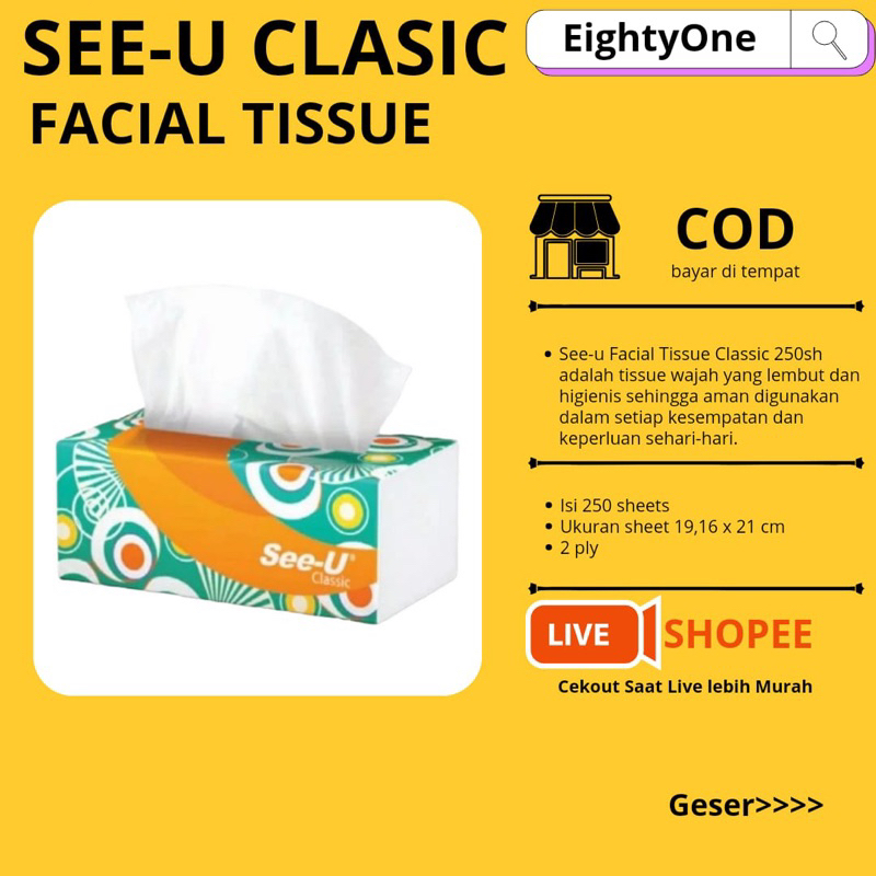 Jual Tissue See-U Tisu Classic 250 Sheet 2 Ply | Shopee Indonesia