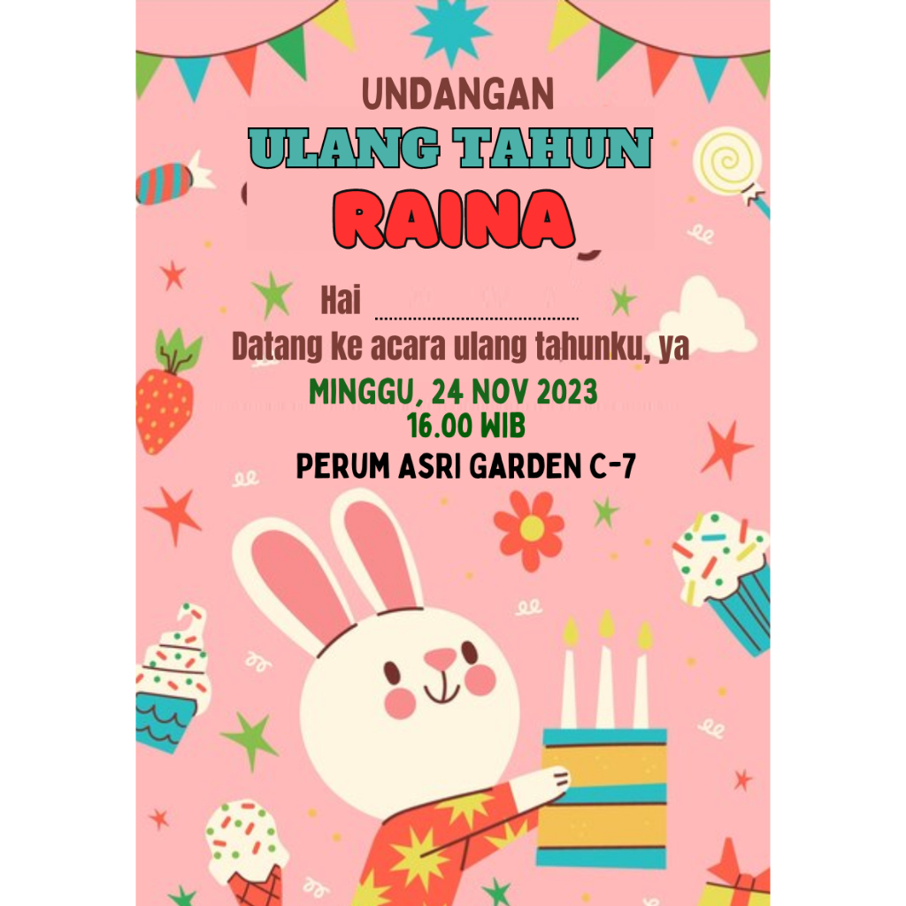 Jual Kartu Undangan Ulang Tahun Anak 1 SIsi GLOSSY 7x10cm Free Plastik | Shopee Indonesia