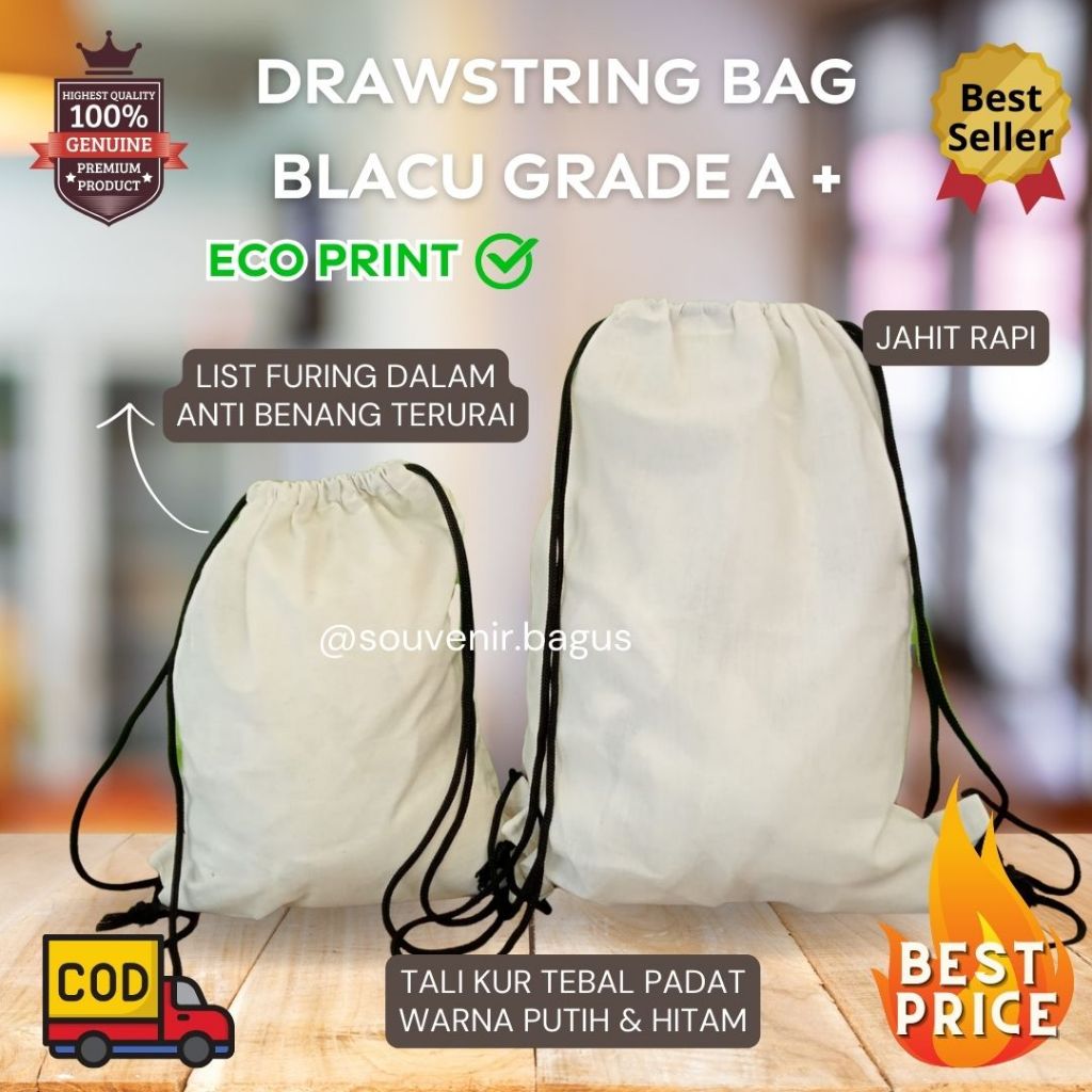 Jual Tas Blacu Serut Backpack Ransel Ready Grade A String bag Drawsting ...