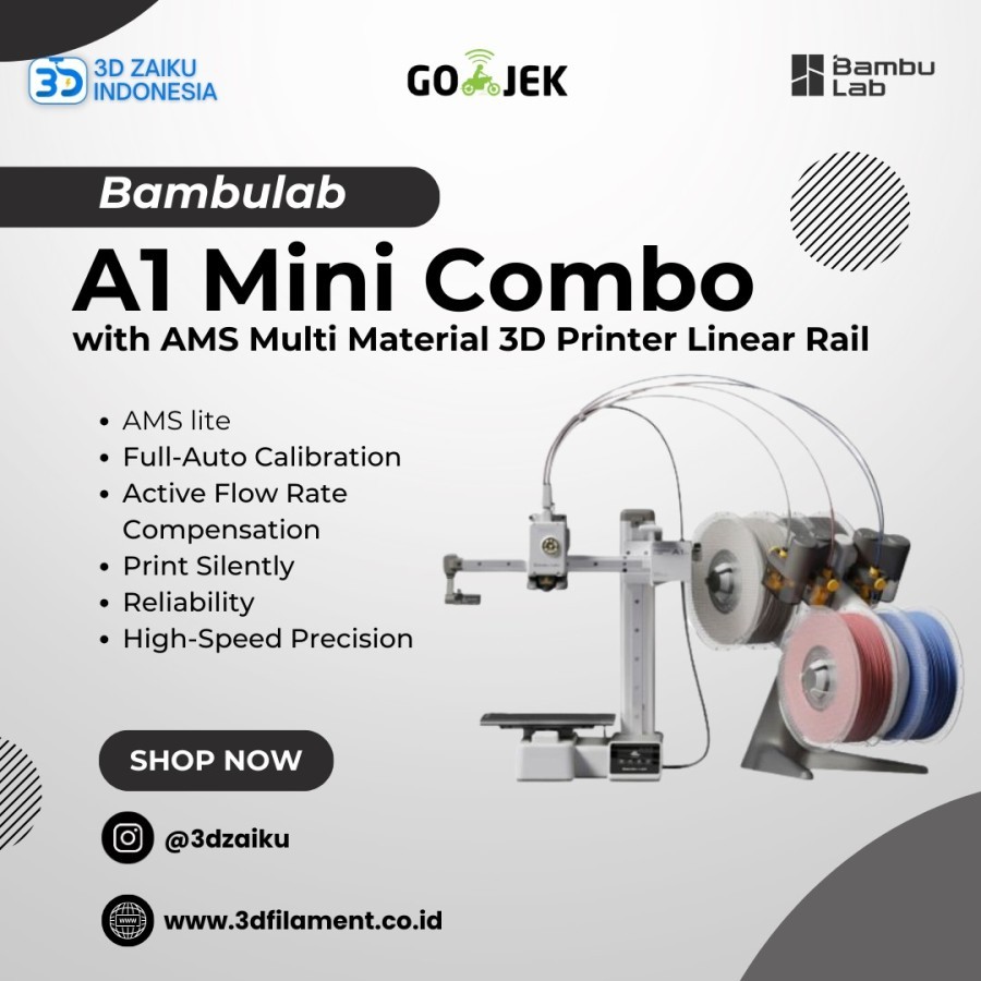 Jual Bambulab A1 Mini Combo with AMS Multi Material 3D Printer Linear Rail | Shopee Indonesia