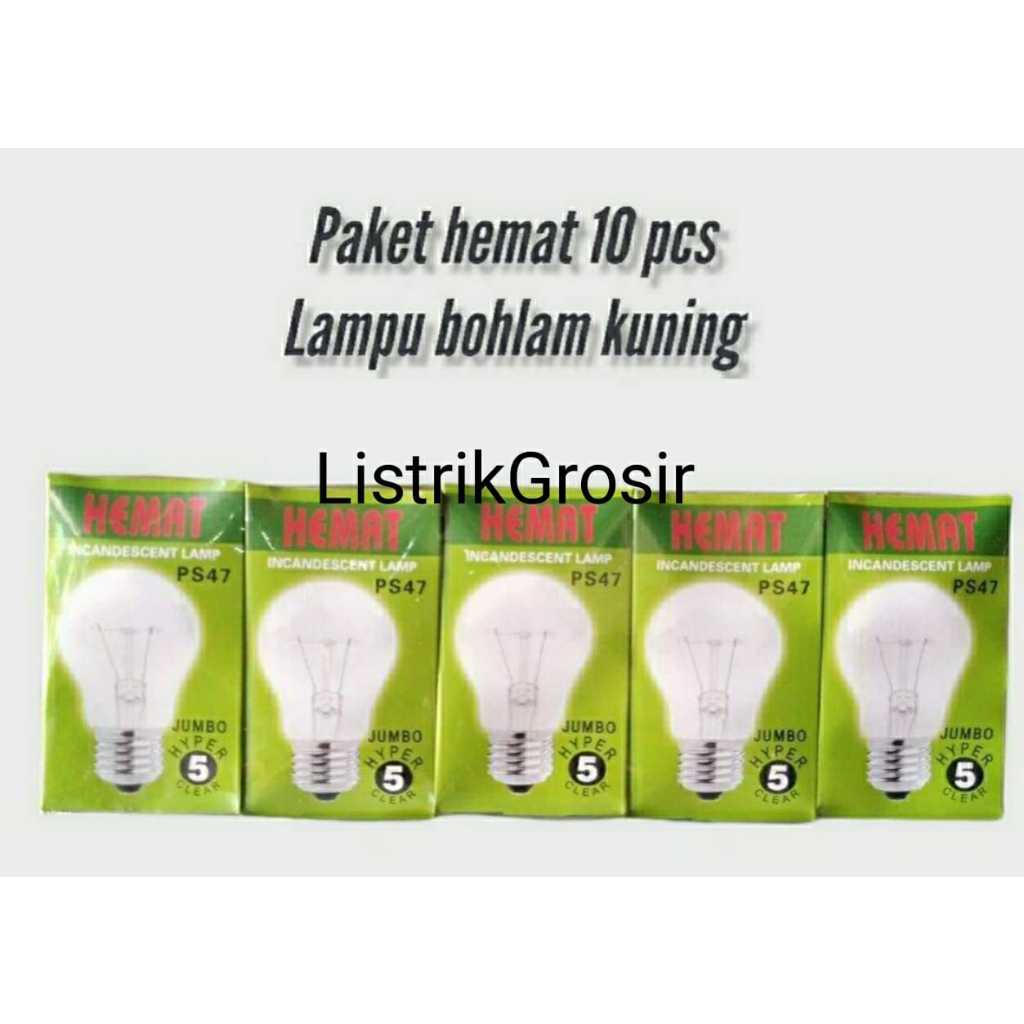 Jual Paket Per 10pcs Lampu Bohlam dop Hemat 5w Kuning Pijar Lampu ...