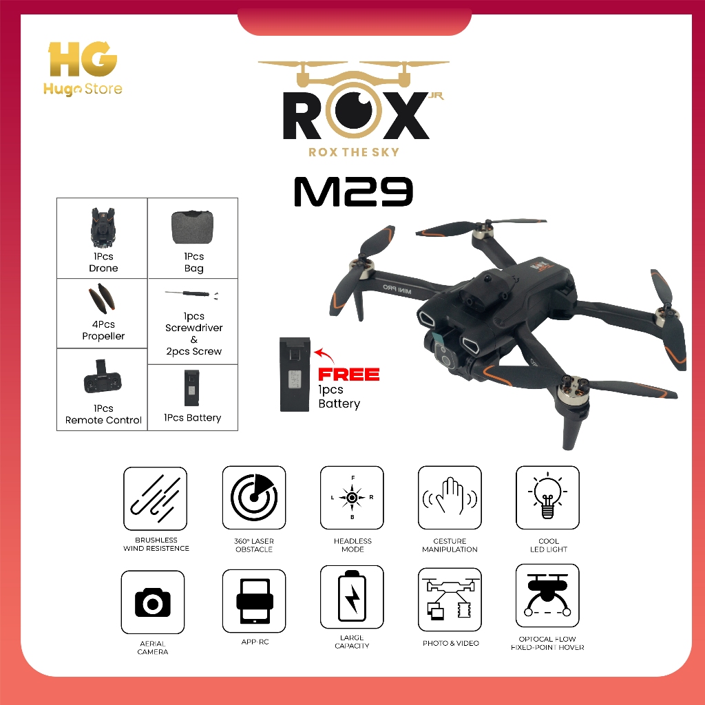 Jual ROX M29 Mini Drone HD Dual Camera WiFi FPV | Shopee Indonesia
