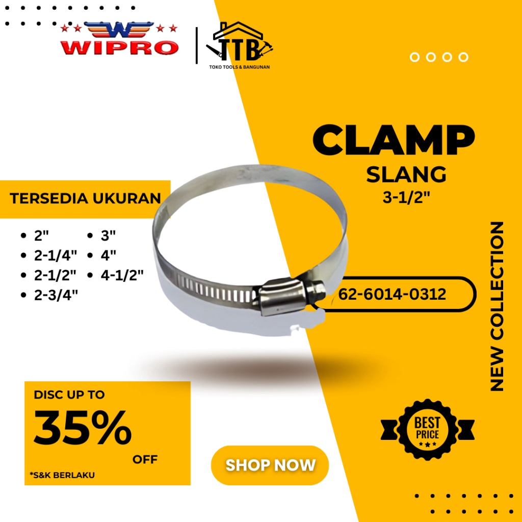 Jual Wipro Tools Clamp Slang 3-1/2" / Alat Perkakas Bangunan / Tool Box ...