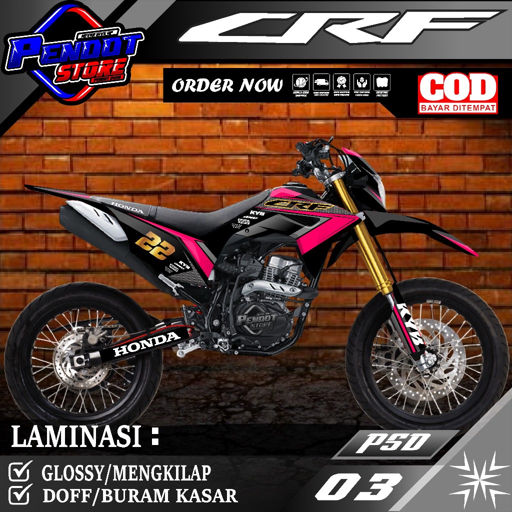 Jual Decal Sticker Motor Cross CRF 150L Fullbody - Dekal Stiker CRF 150 L Desain Supermoto PSD ...