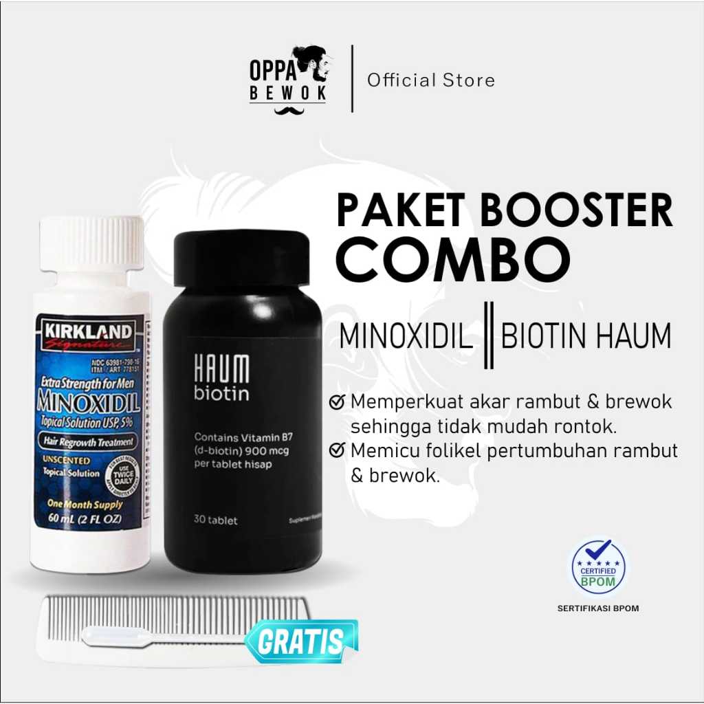 Jual Paket Combo Booster Biotin Haum Dan Minox Penumbuh Rambut Dan ...