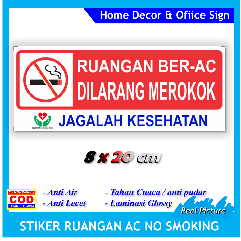 Jual Stiker ruangan AC dilarang merokok sticker kesehatan udara anti ...
