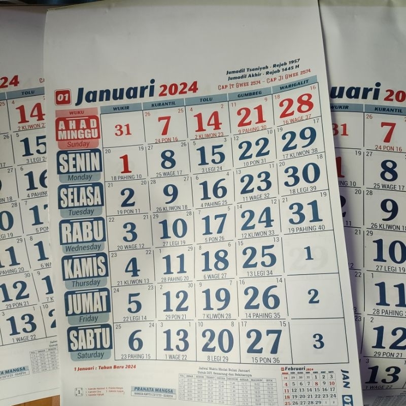 Jual Kalender Nasional 2024 A3 / Kalender Dinding 12 Lembar / Kalender ...