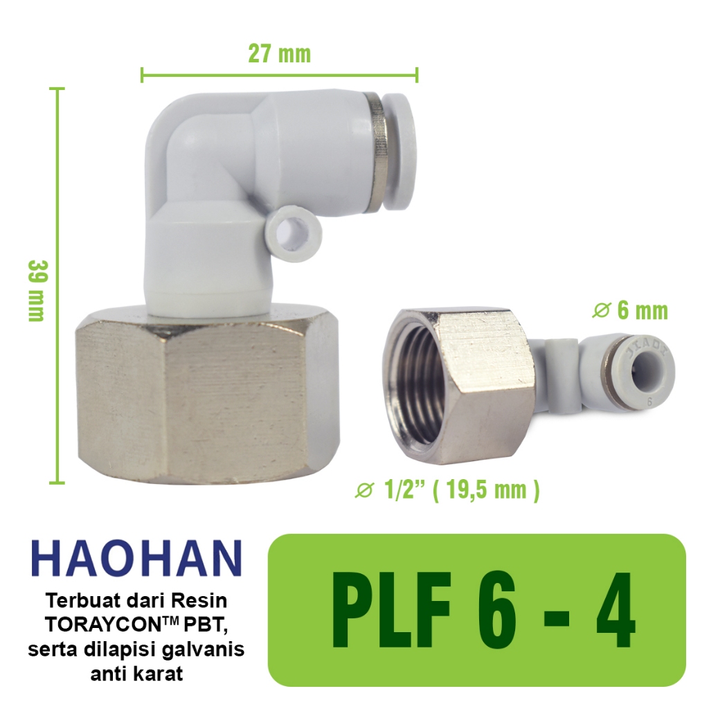 Jual PL Elbow Fitting Dorong Pneumatic 90 Derajat FITTING ELBOW PNEUMATIC SELANG PLF FEMALE ...