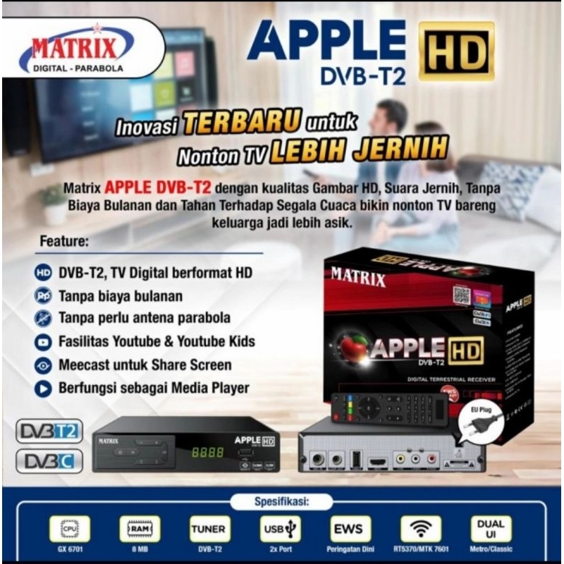 Jual Matrix STB apple merah Set top Box HD DVB T2 / DVB-T2 | Shopee ...