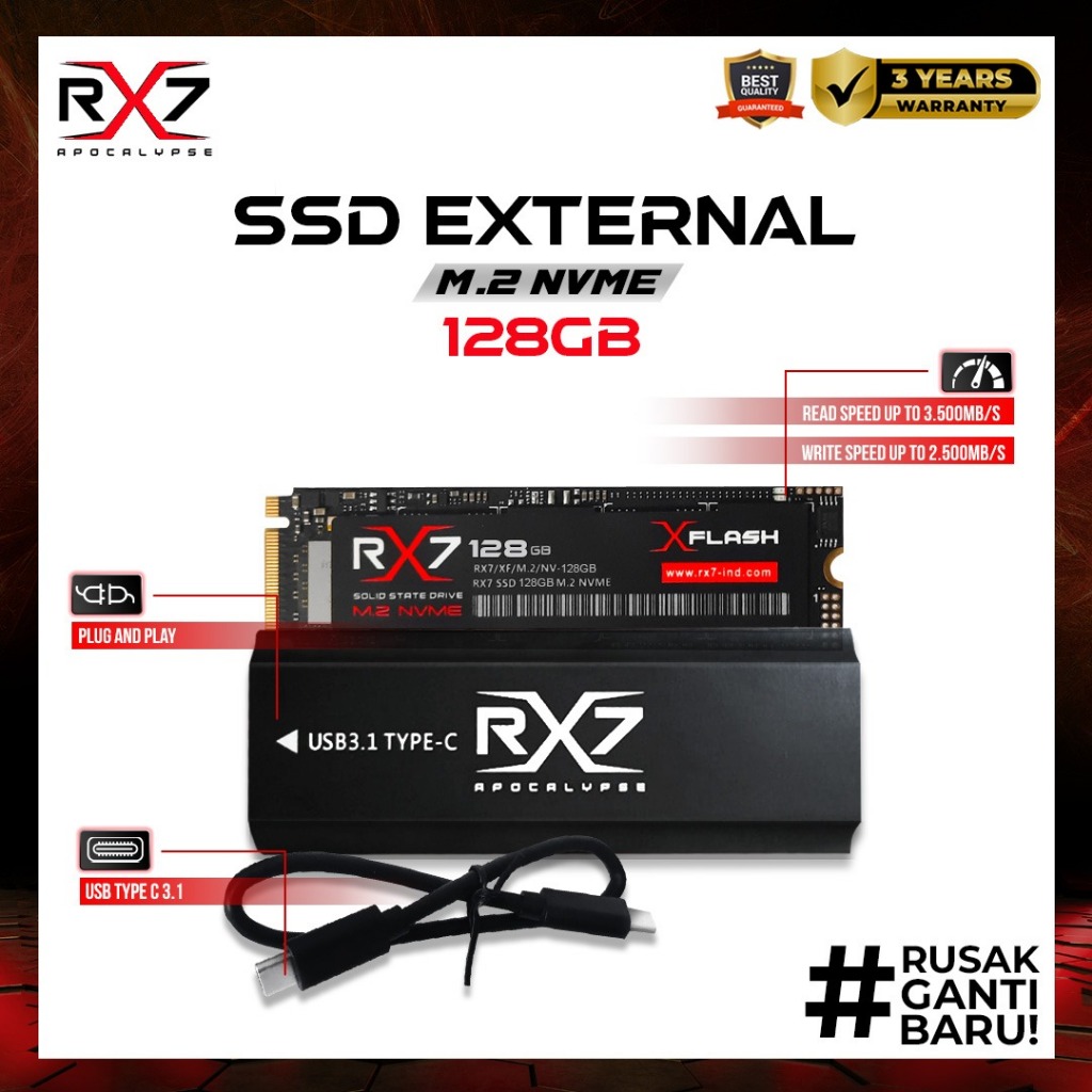 Jual Enclosure M.2 NVME 128GB RX7 / External case M.2 NVME type C USB 3 ...