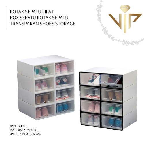 Jual VIP KOTAK SEPATU LIPAT BOX SEPATU KOTAK SEPATU TRANSPARAN SHOES ...