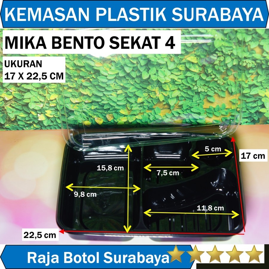 Jual Kotak Mika Bento Sekat 4 dengan tutup Box Bento Tray Bento lunch ...