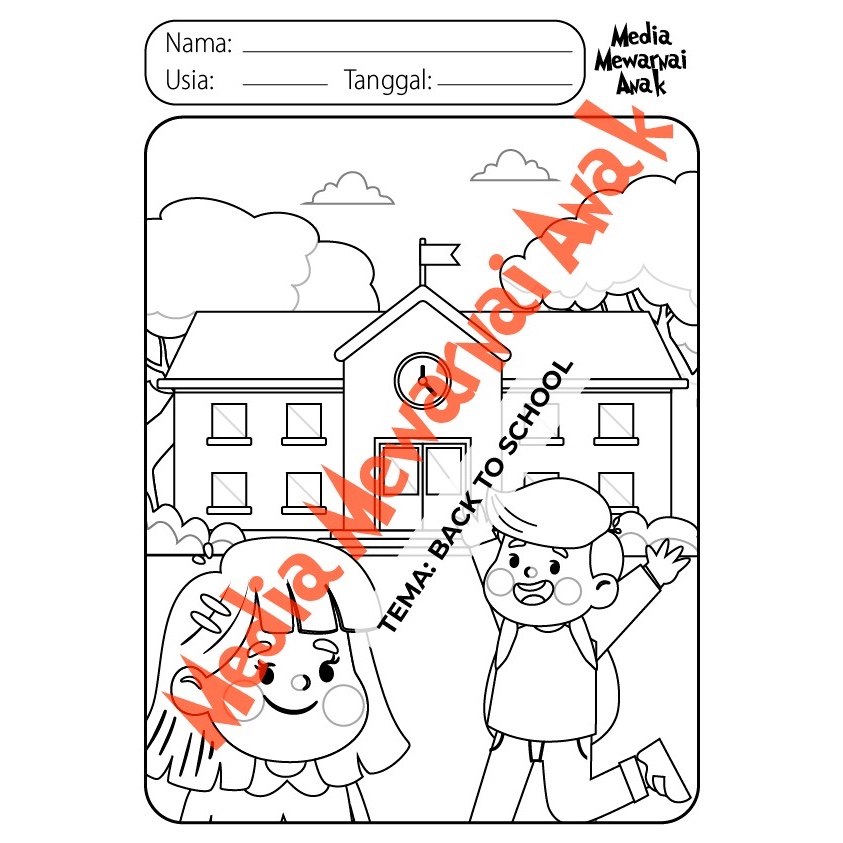 Jual Media MEWARNAI Anak-Anak TEMA Back to School KERTAS GAMBAR ...