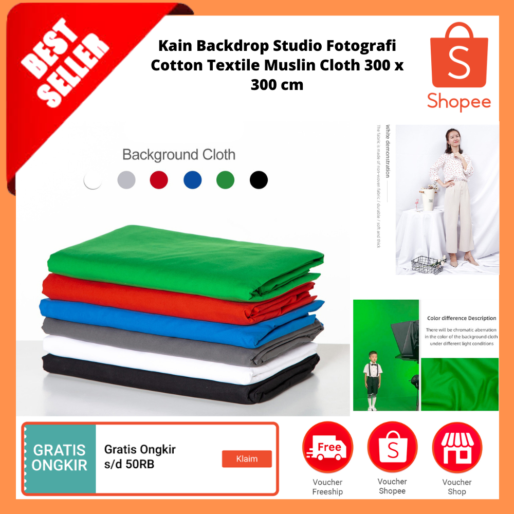 Jual Kain Backdrop Studio Fotografi Cotton Textile Muslin Cloth 300 x ...