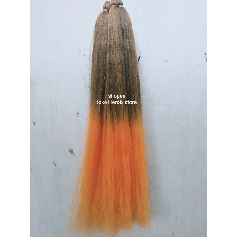Jual Rambut cemara ombre mix 2 warna hitam orange cerah | Shopee Indonesia