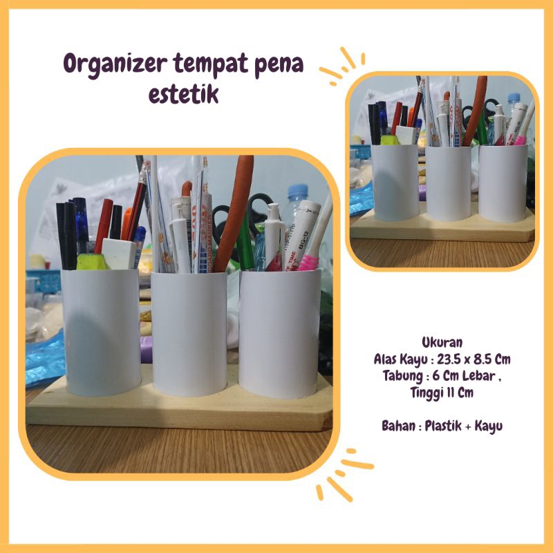 Jual Rak Tempat pensil kantor kayu estetik type tabung / rak tempat ...