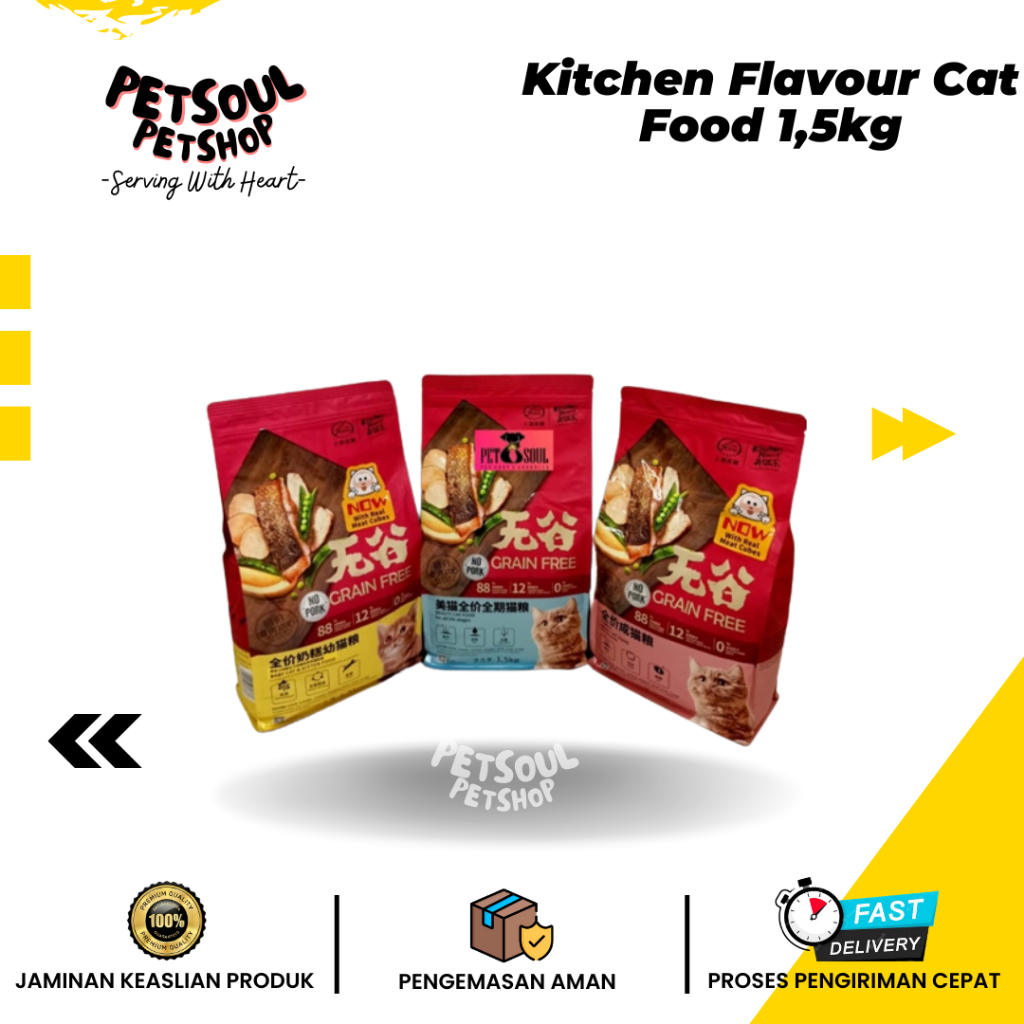 Jual Kitchen Flavor Baby Cat& Kitten/ Beauty/ Adult Cat Food 1,5kg- KF ...