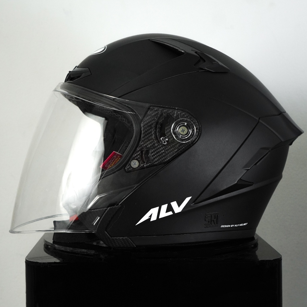 Jual Helm Half Face ALV ULTRON BLACK DOP ORIGINAL KACA SILVER / Helm ...