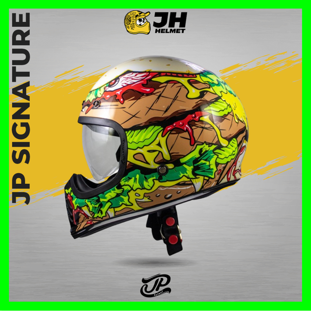 Jual Helm JP Signature Motif SG09 Burger Black Glossy | Helm Cakil ...