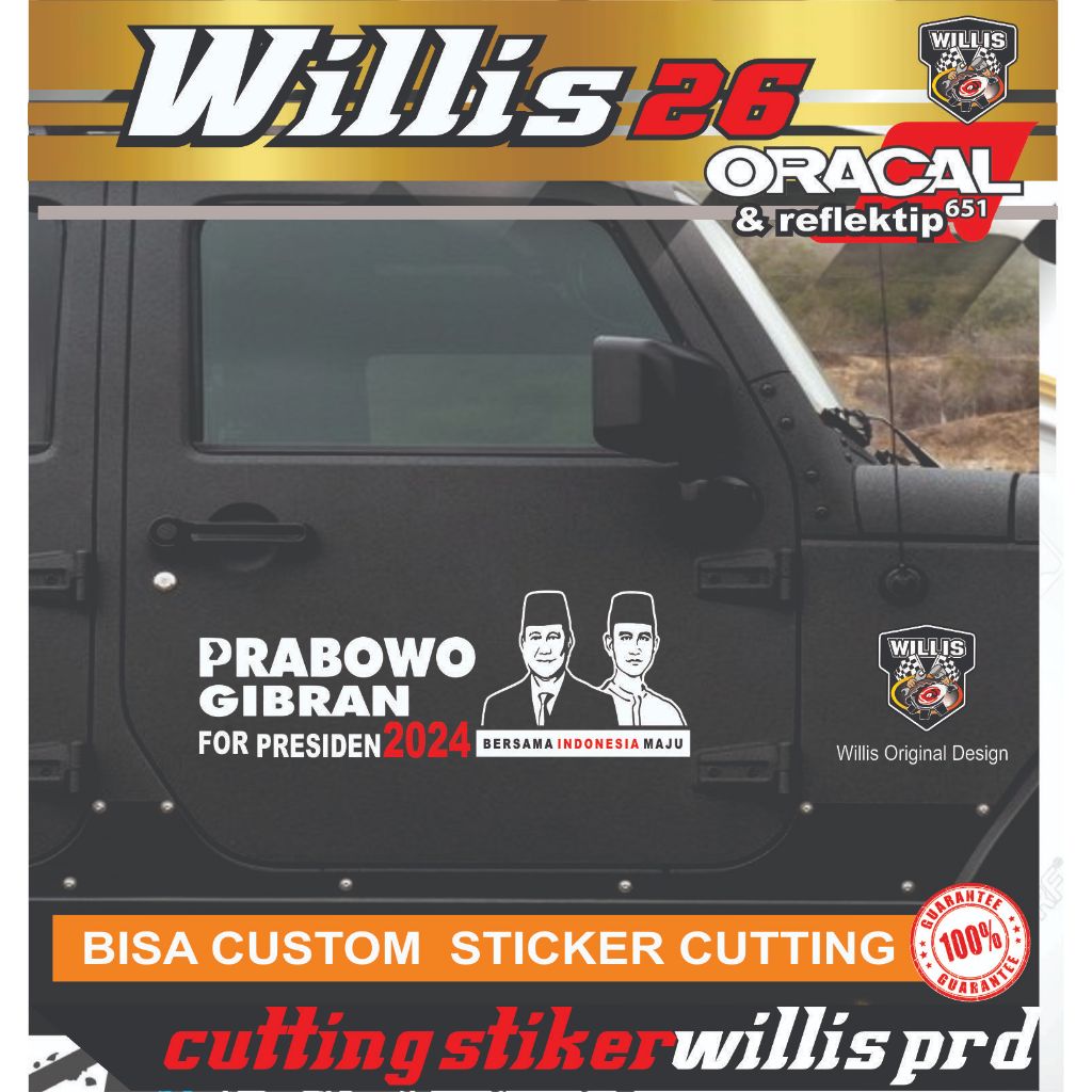 Jual Cutting Sticker Mobil Siluet Prabowo-Gibran For presiden 2024 ...