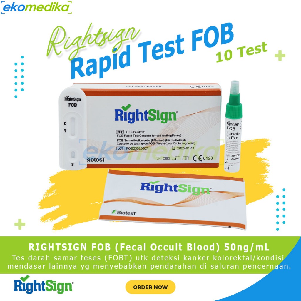 Jual FOB (Fecal Occult Blood) 50ng/mL Right Sign/Tes Darah Samar Right ...