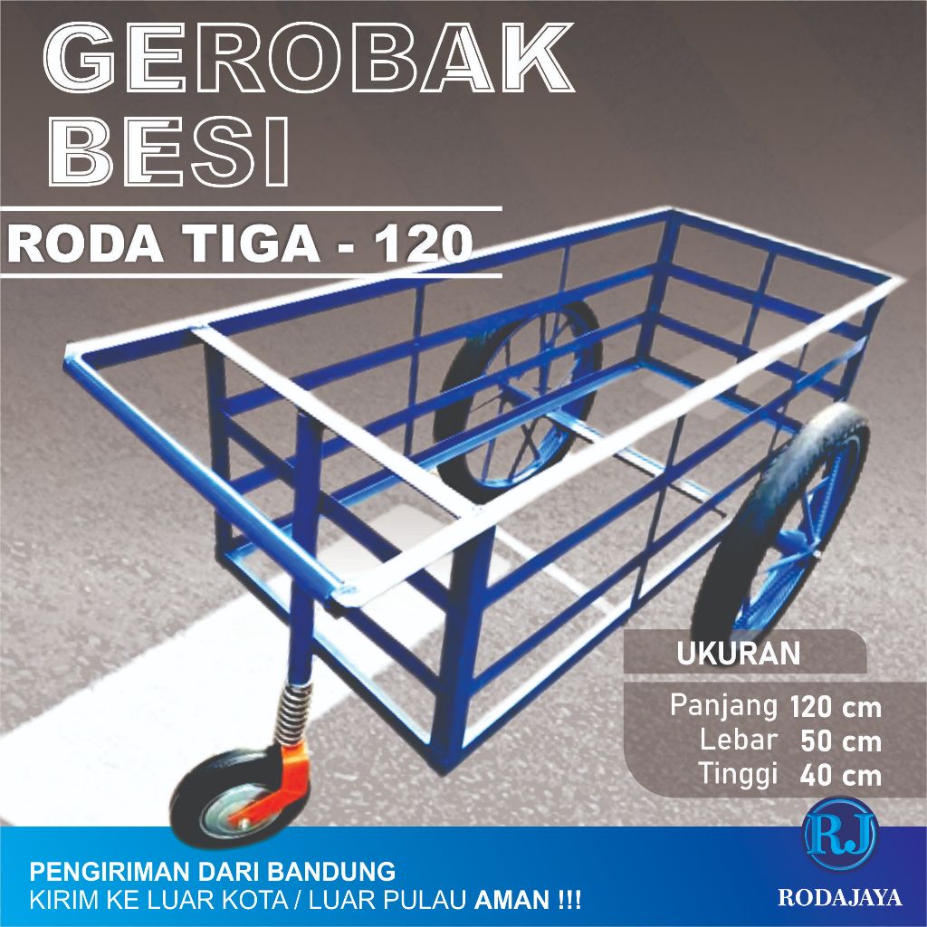 Jual Gerobak Besi Roda tiga 120x50x40 cm / kereta Barang alat angkut ...