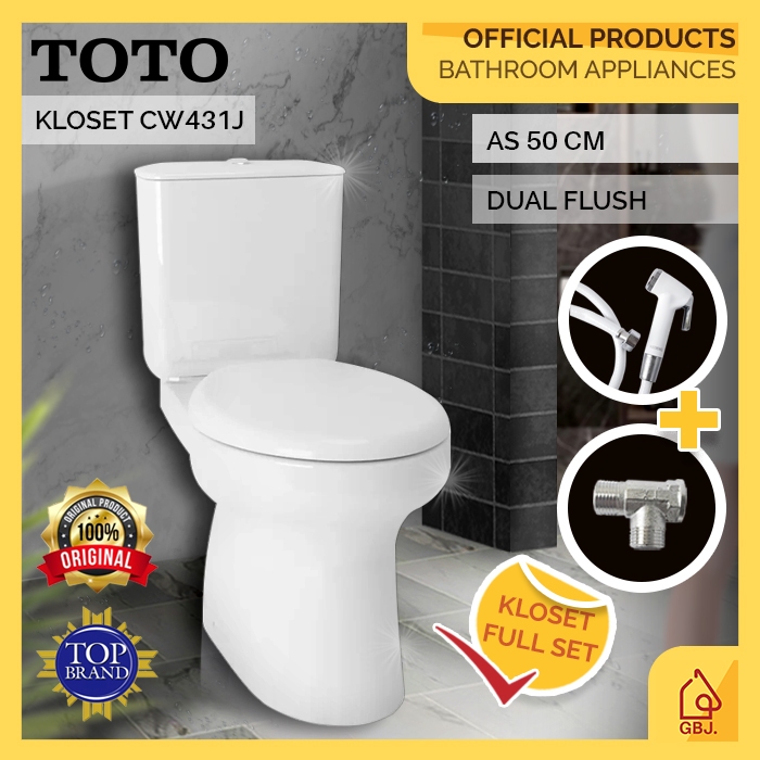 Jual SET KLOSET DUDUK TOTO CW431J KOMPLIT + JET SHOWER + TEE / CLOSET ...