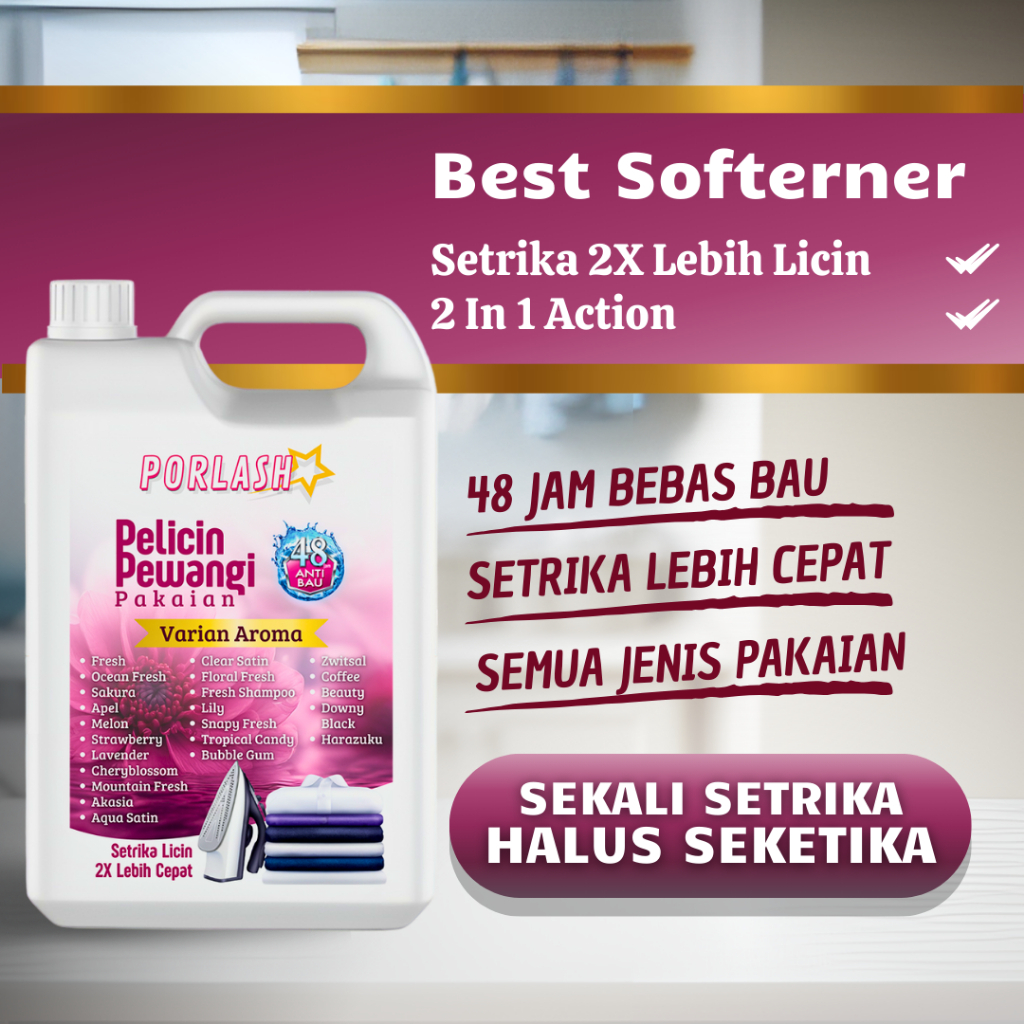 Jual PORLASH Pelicin setrika dan pengharum pakaian aroma wangi segar ...