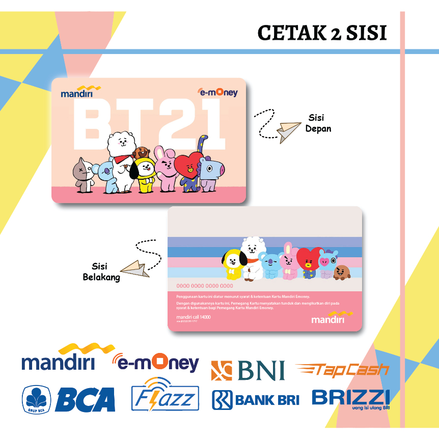 Jual KARTU EMONEY ANIME BT21 PINK KOYA RJ MANG CHOOKY MANDIRI FLAZZ BCA ...