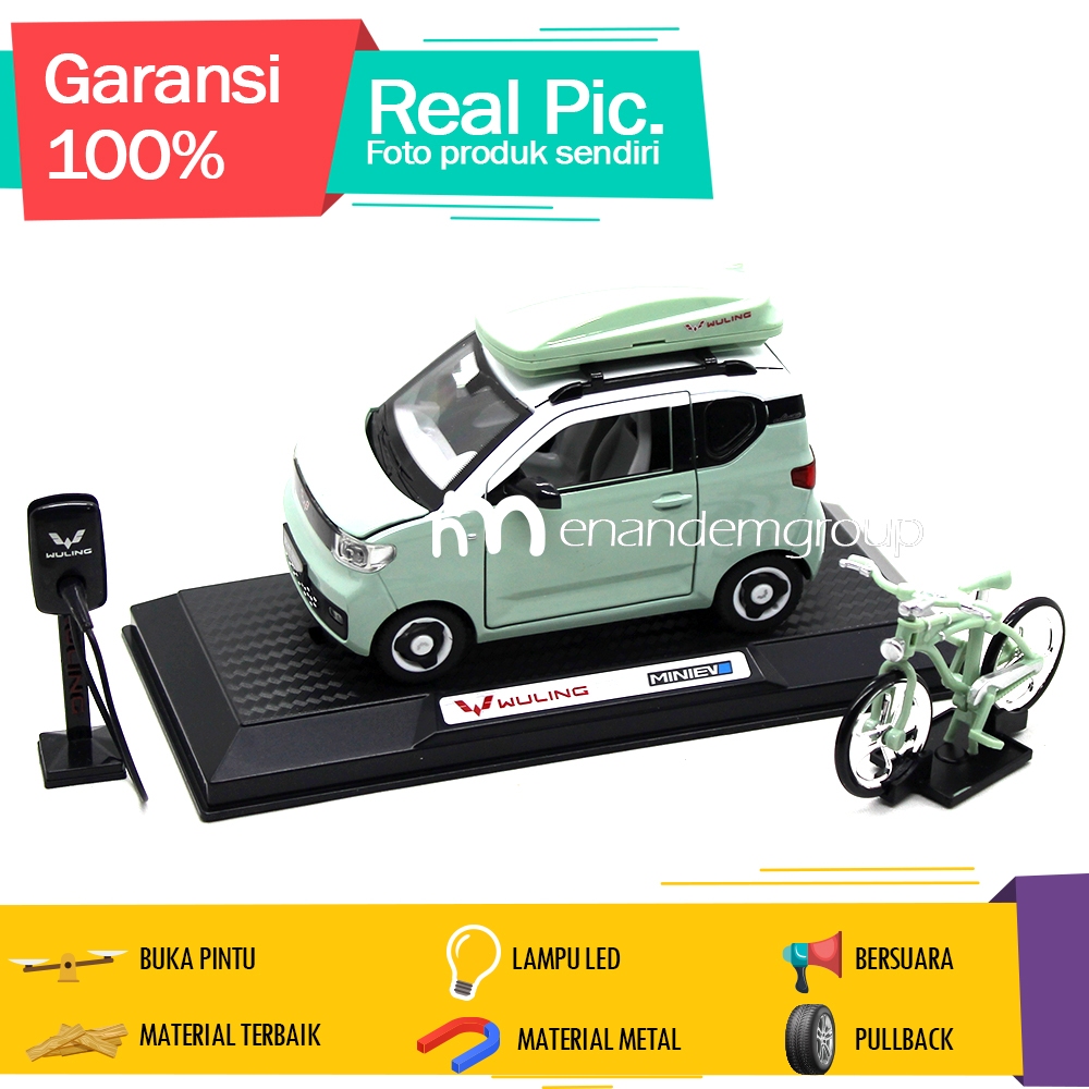 Jual Diecast Mainan Mobil Listrik Wuling Air Ev Besi Metal Set LED ...