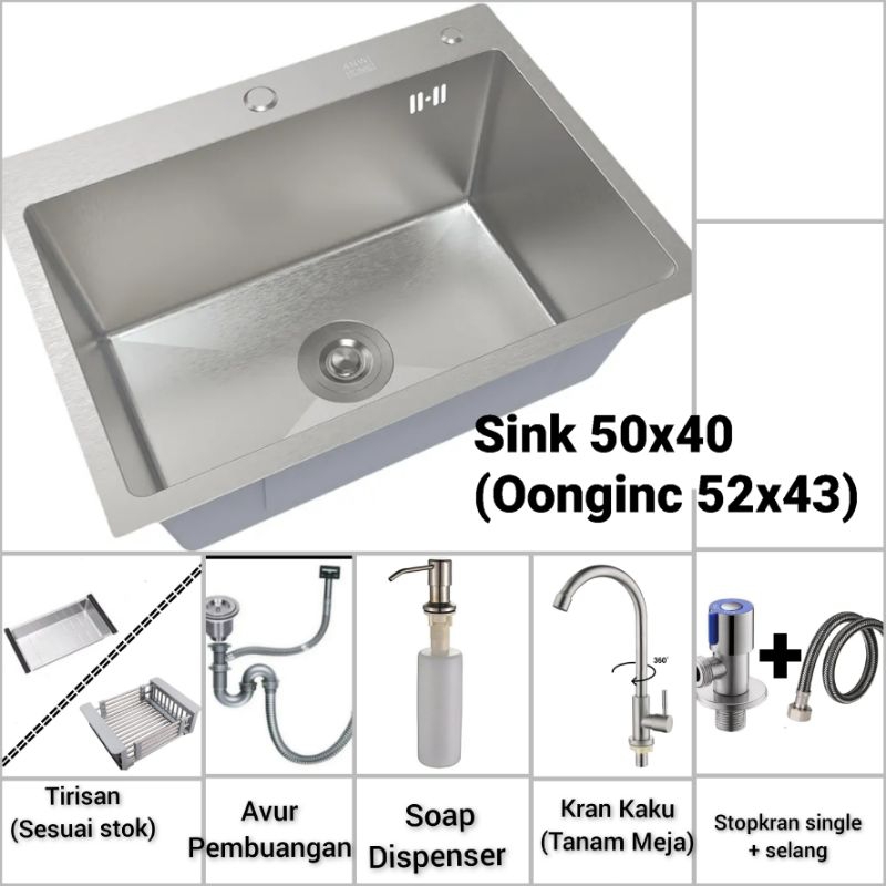 Jual Kitchen Sink Stainless 5040 / OONGINC 5243 / Sink 1 Lubang ...