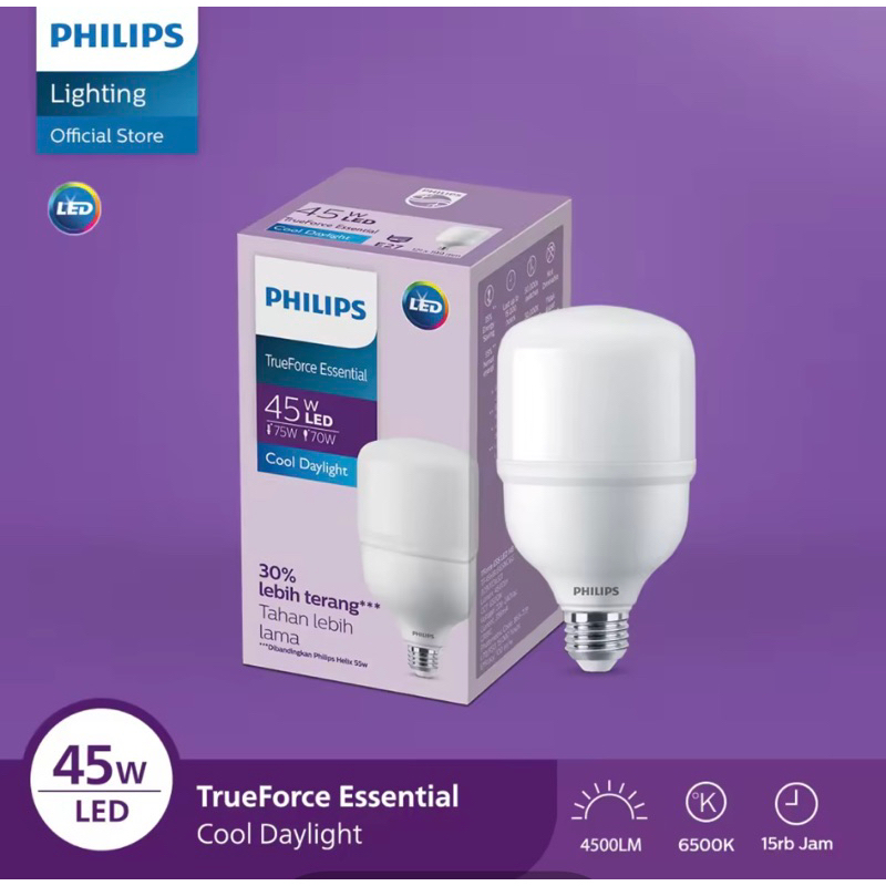 Jual PHILIPS LED TRUEFORCE / T FORCE ESSENTIAL 20W 25W 35W 45W CAHAYA PUTIH | Bola Lampu Hemat ...
