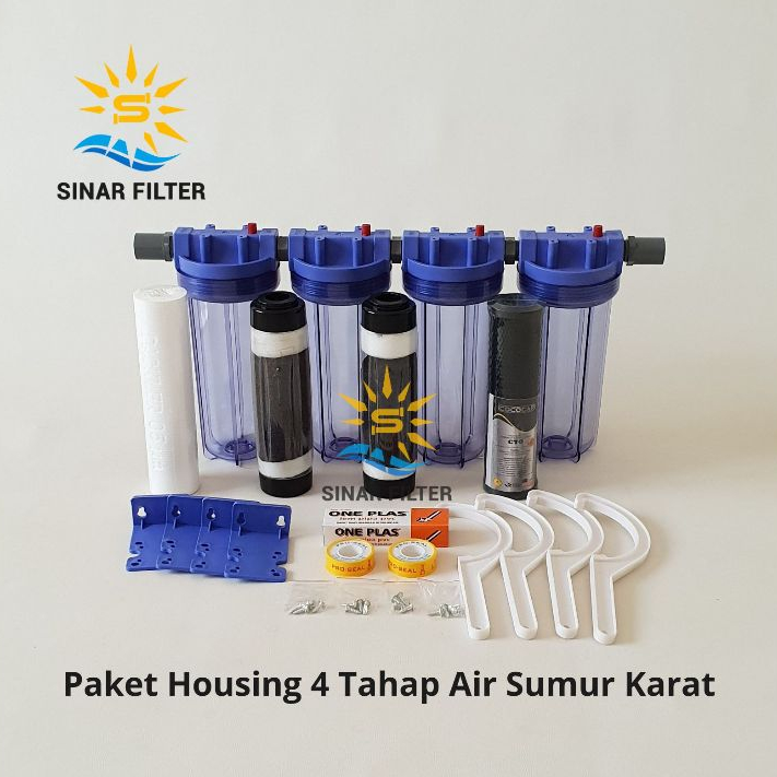Jual Paket Filter Air Sumur 4 Housing 10" Clear (Sediment, Manganese ...