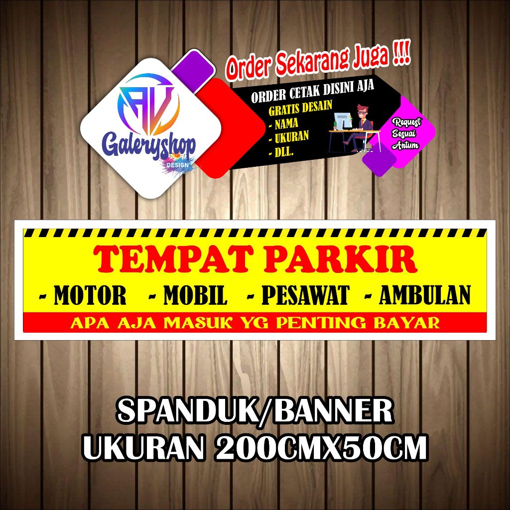 Jual mmt,spanduk,banner tempat parkir umum dll dll 200x50 cm | Shopee ...