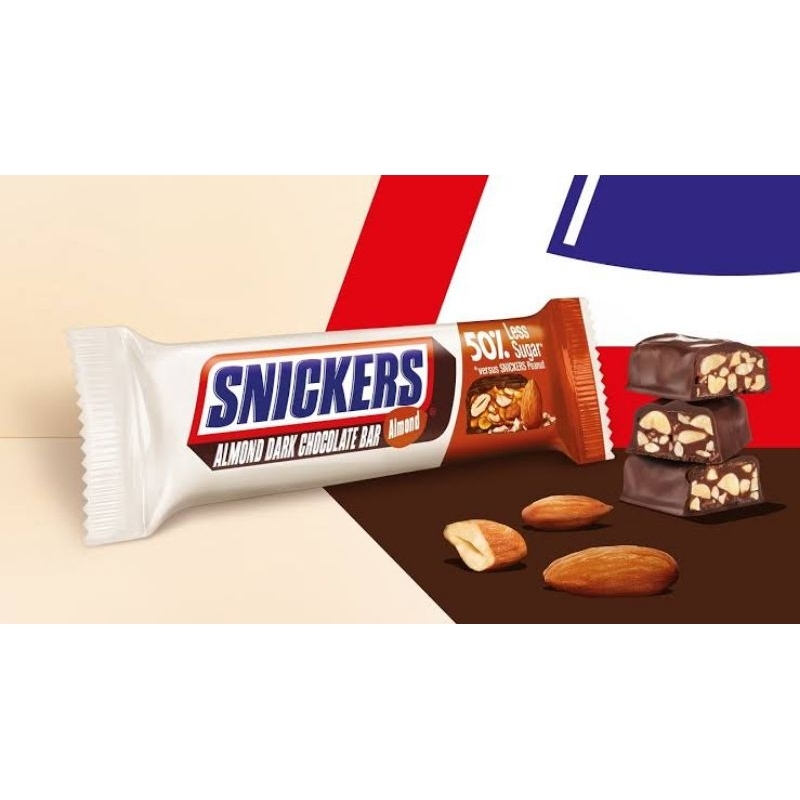 Jual Snickers Almond Dark Chocolate Bar 50% Less Sugar Halal | Shopee ...