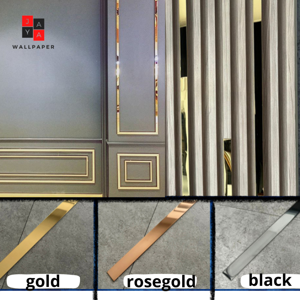 Jual LIST STAINLESS GOLD UKURAN TERLENGKAP | AKSESORIS WPC I List plat ...