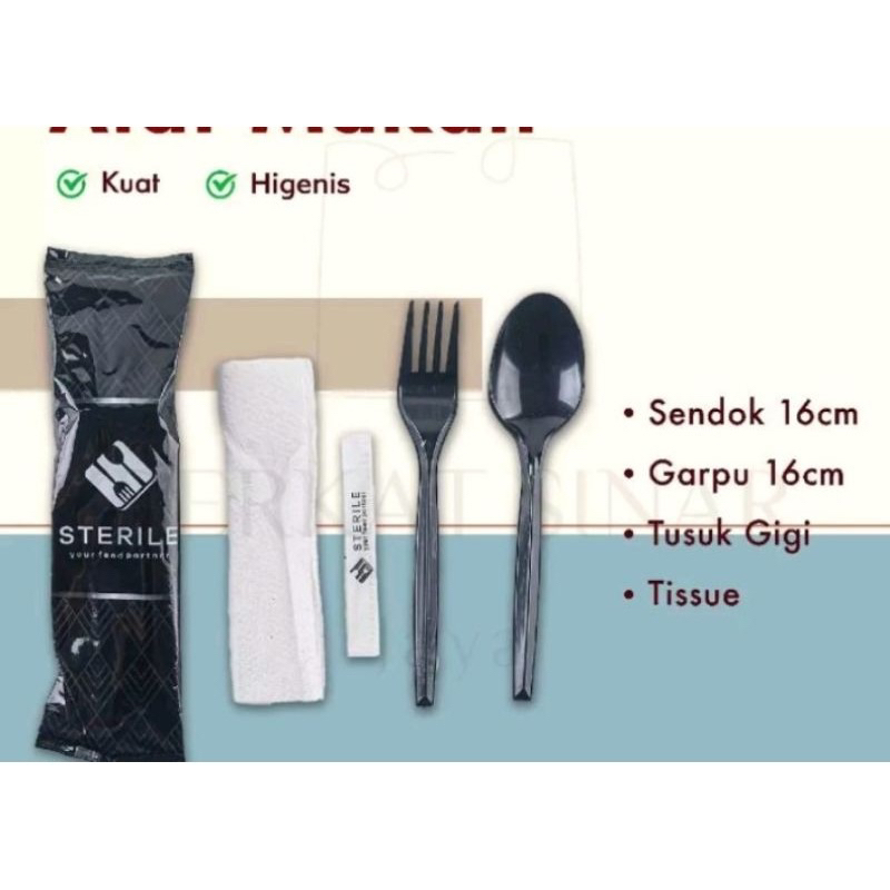 Jual Plastik Garpu Sendok Tusuk Gigi Tisu 4 in 1 Cutlery Set dengan ...