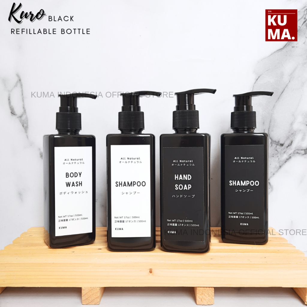 Jual KUMA Kuro Black Botol Sabun Refil 250ml Aesthetic Japanese Style ...