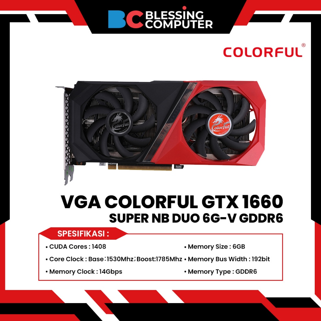 Jual VGA COLORFUL GTX 1660 SUPER NB DUO 6G-V GDDR6 | Shopee Indonesia