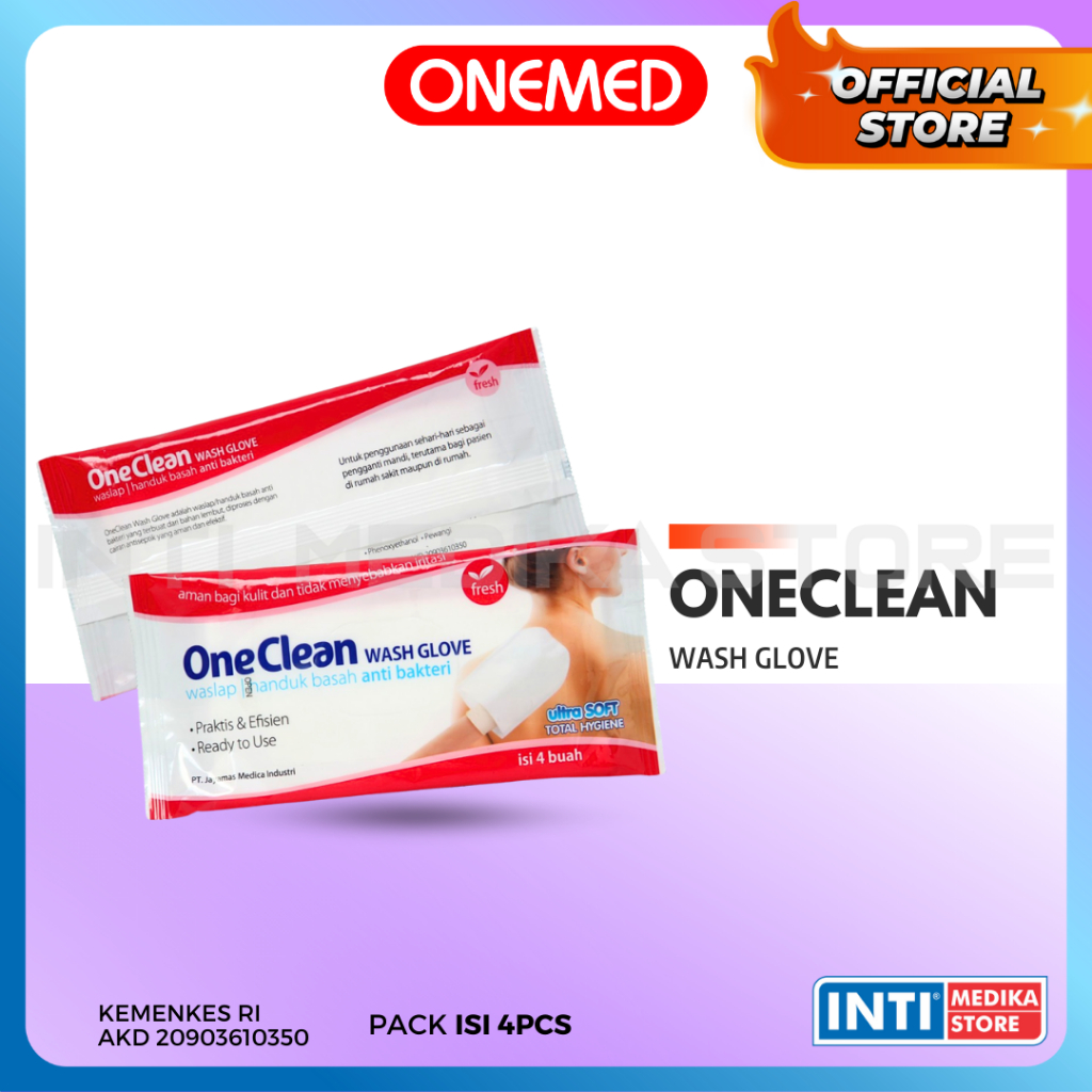 Jual ONEMED - OneClean Wash Glove / Waslap / Handuk Basah Anti Bakteri | Shopee Indonesia
